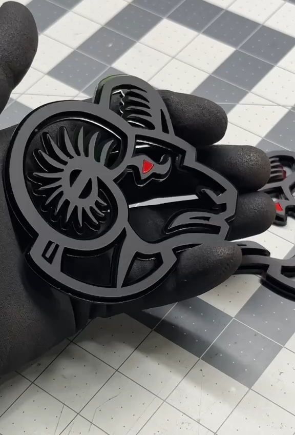 For Ram Emblem Badges RED EYE Matte Black on Black New Custom Angry ...