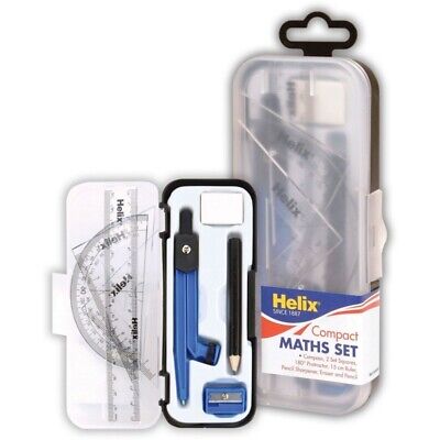 Helix Compact Maths Set- with Compass, Ruler, Protractor, Squares ...