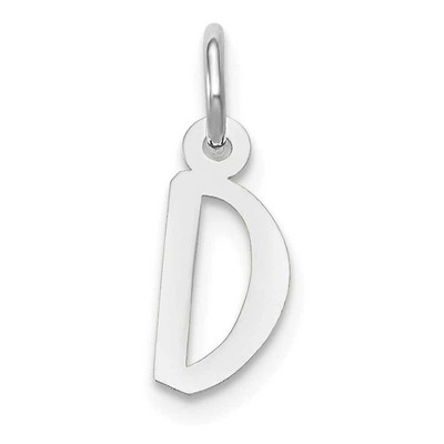 14k White Gold Small Slanted Block Letter D Initial Charm 0.3 x 0.6 in ...