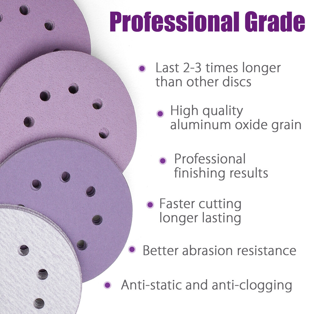 100x 5in 8 Hole Sanding Discs 40-800 Grit Sandpaper Hook and Loop ...