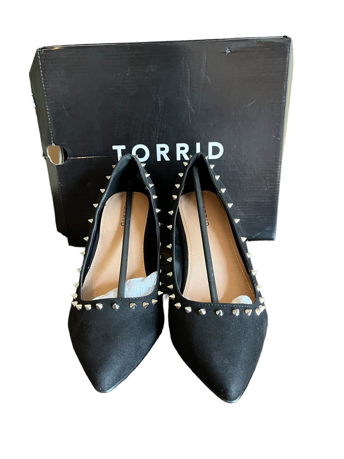 TORRID BLACK ALLOVER SPIKED HEEL SHOE PUMP - FAUX SUEDE 9.5 (WW) | eBay