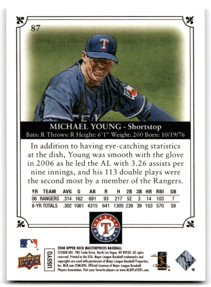 2008 Upper Deck Masterpieces Michael Young Texas Rangers #87 | eBay