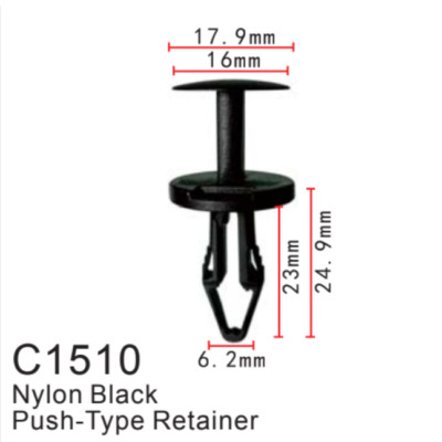 C1510 - Automotive Plastic Clips - 100PCS - Nylon Black - Push Type ...