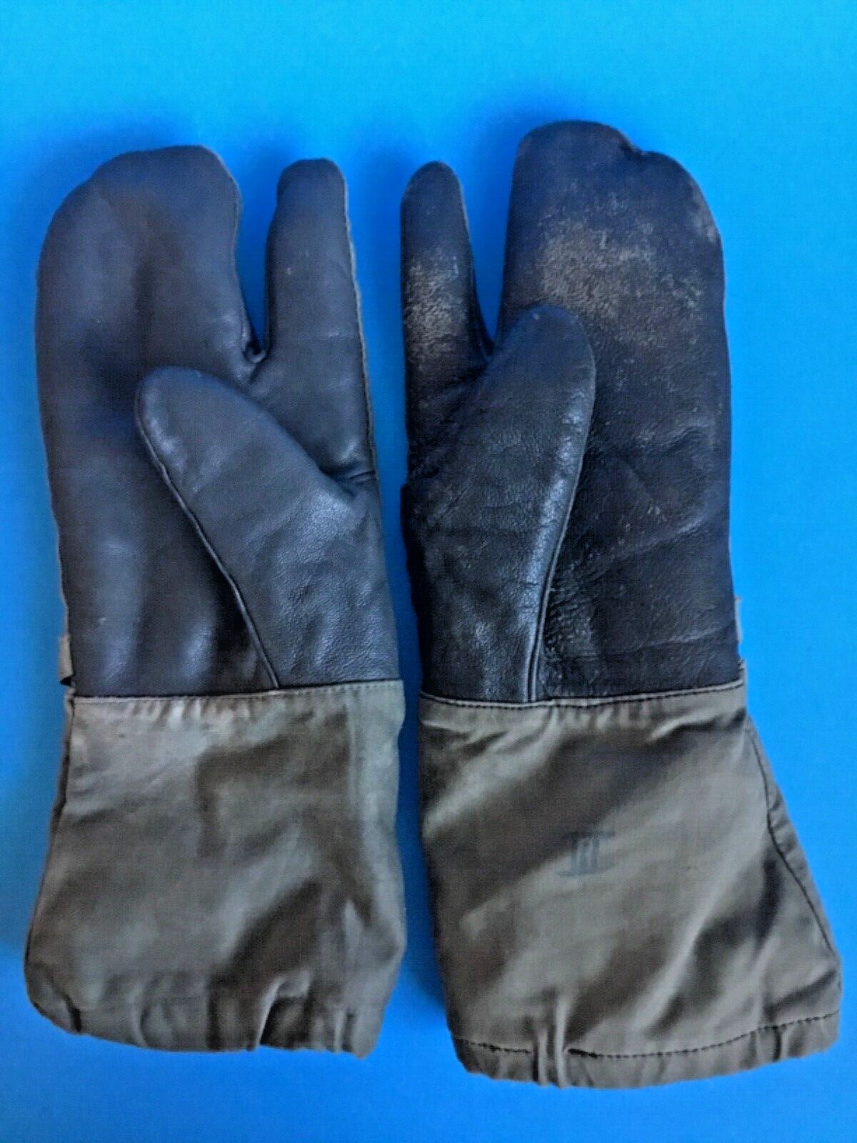 VTG 1948E MILITARY TRIGGER FINGER MITTENS LEATHER SHE… - Gem