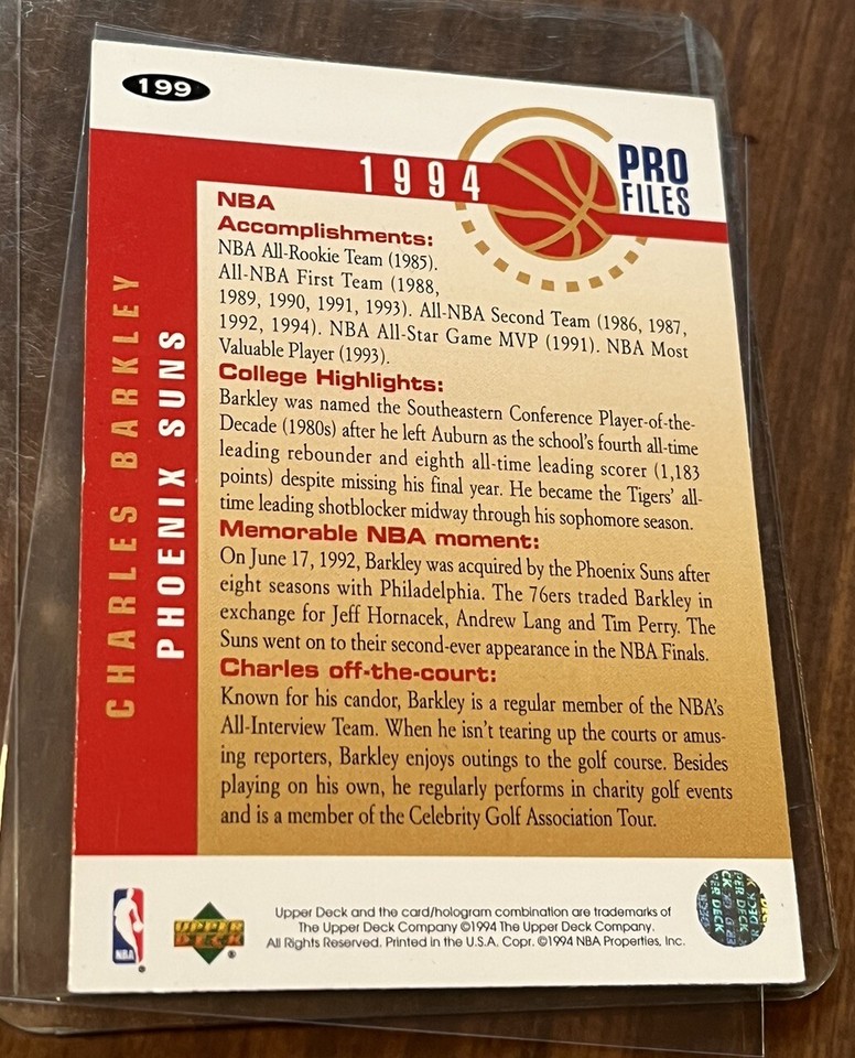 1994-95 Collector's Choice Basketball Card # 199 - Charles Barkley ...