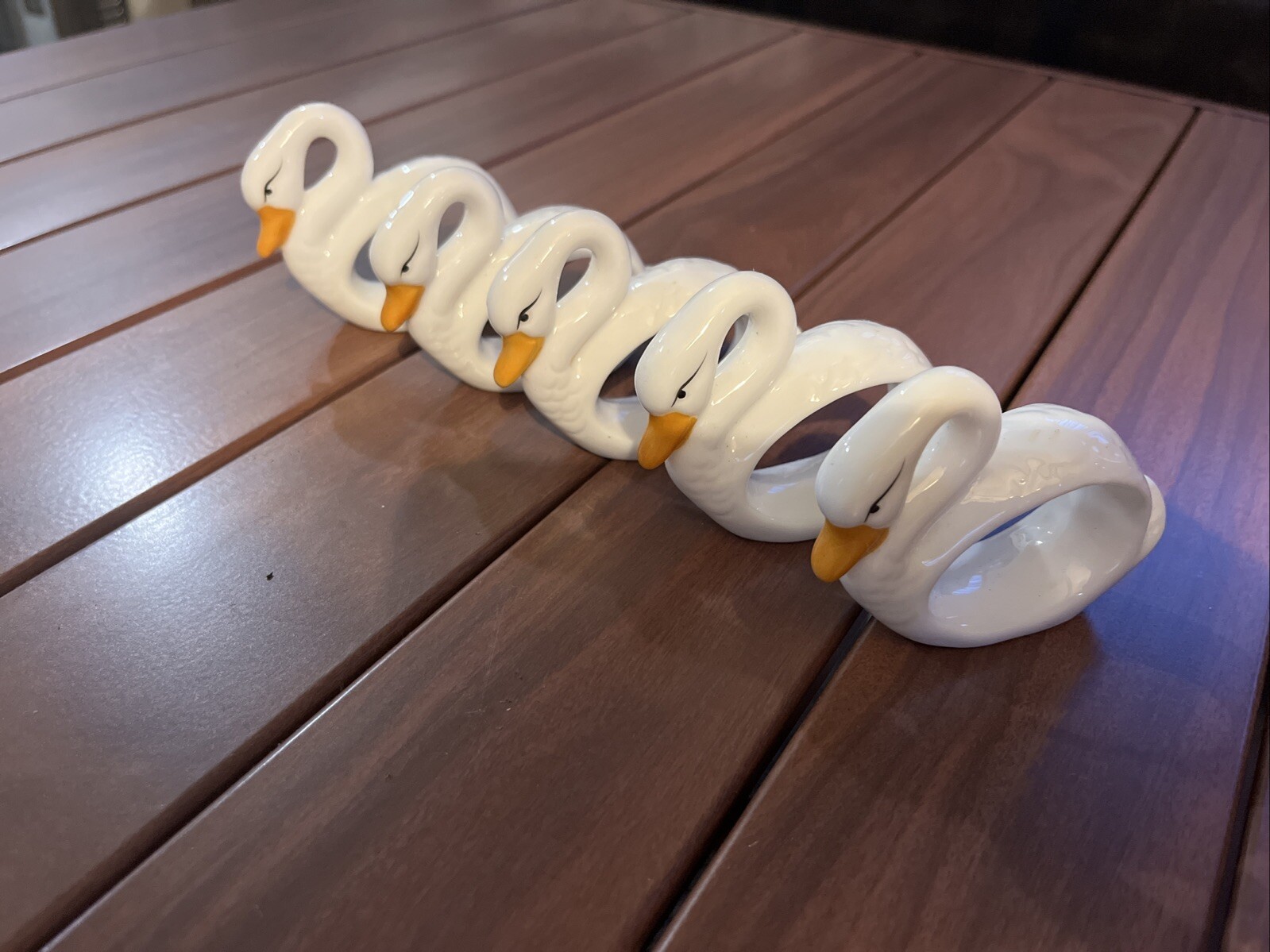 Vintage Ceramic Swan Napkin Rings Set of 5 Napkin Holders in Excellent ...