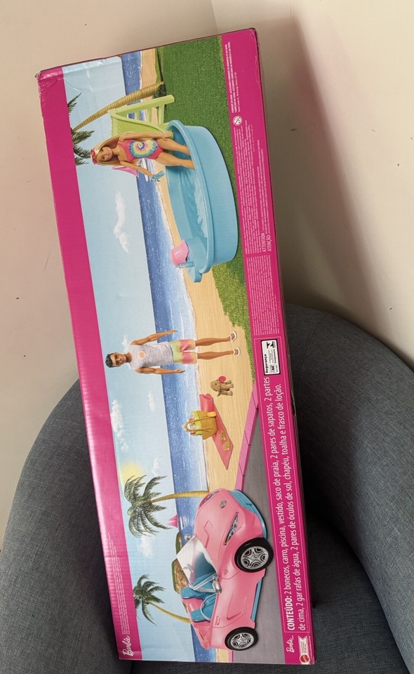 Barbie and Ken Convertible Car and Pool Play Set With Dolls ...