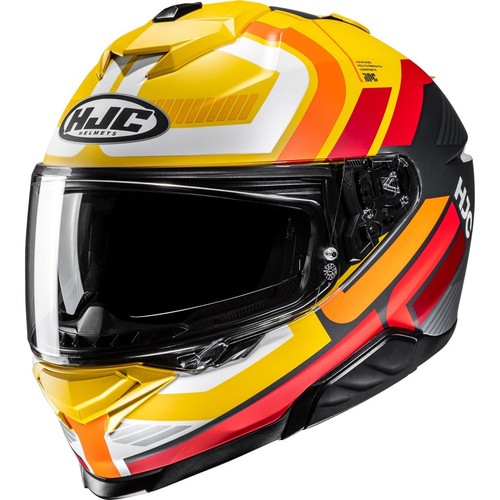 HJC i71 Viz Yellow Motorcycle Helmet Road Touring Crash Lid With Sun ...