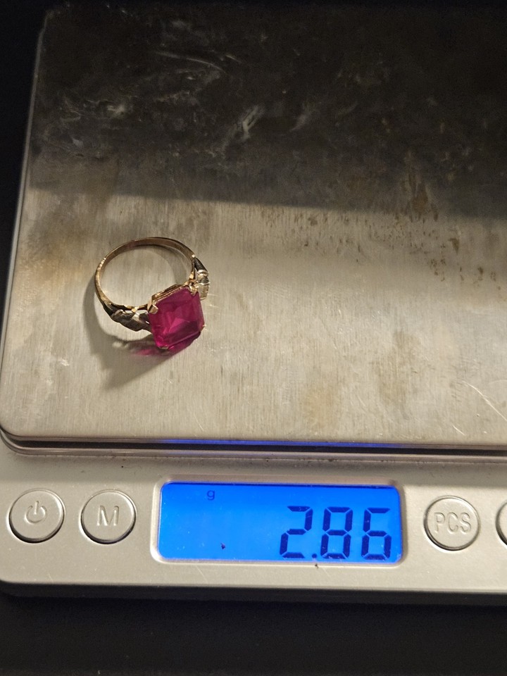 10k Yellow & White Gold Ring Showcasing Lab Created Synthetic Ruby Sz 7 | eBay