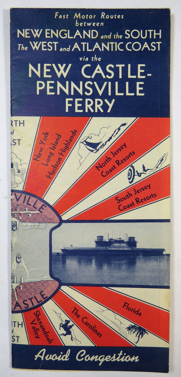 New Castle Pennsville Ferry Road Map Brochure Fast Motor Routes 1941 | eBay