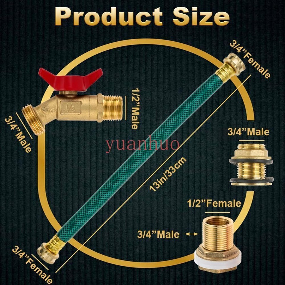 Rain Barrel Spigot Kit, Brass Rain Barrel Quarter Turn Ball Valve ...