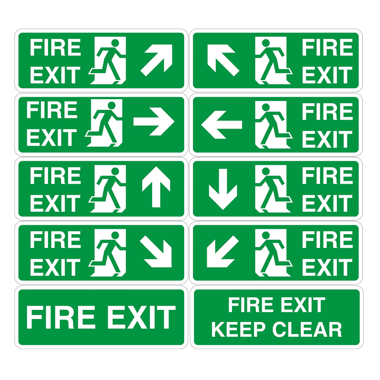 Fire Exit Sign Vinyl Sticker - All Sizes - Emergency Escape Fire Drill ...