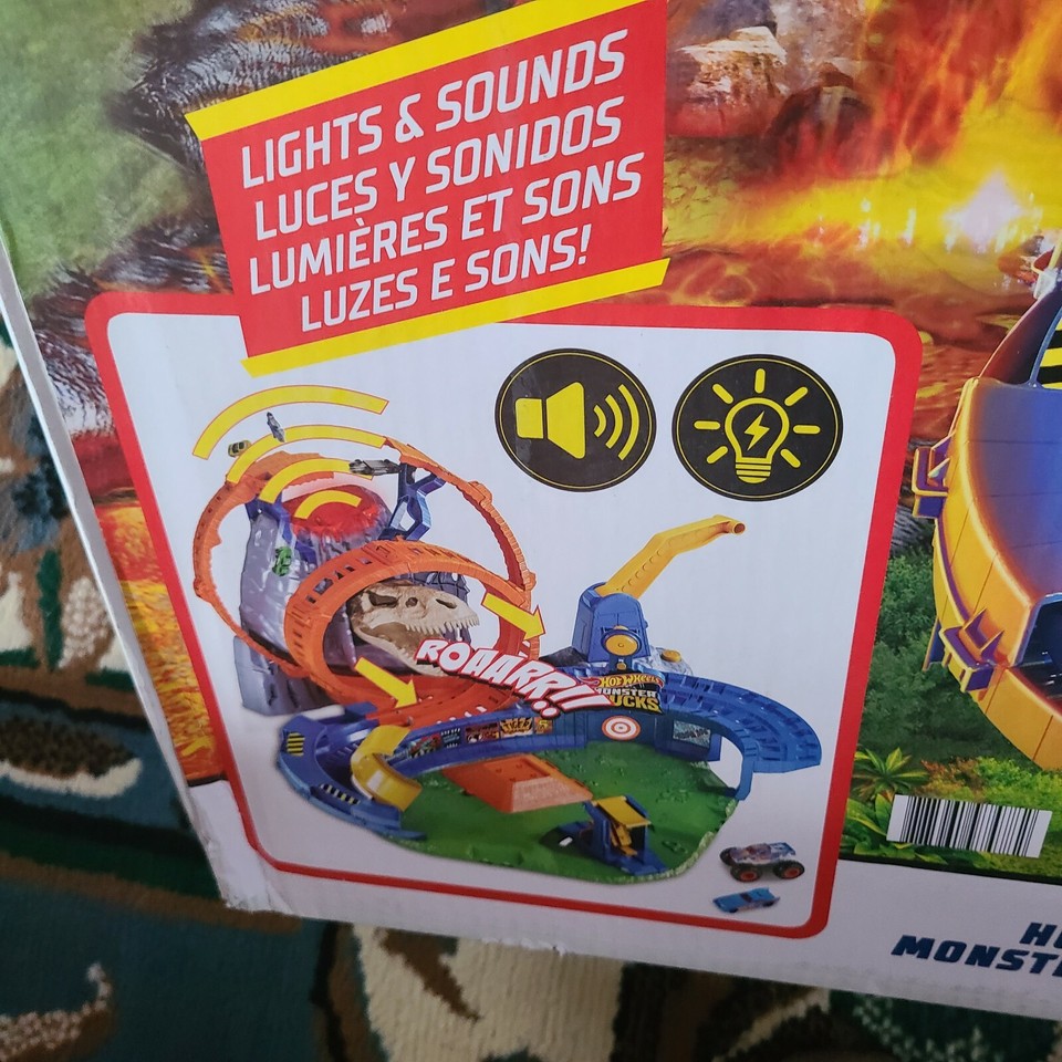 Hot Wheels Monster Truck T-Rex Volcano Arena Car Track Set NEW Monster ...
