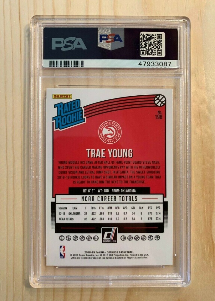 2018-19 Panini Donruss Rated Rookie Trae Young #198 PSA 10 GEM MT | eBay