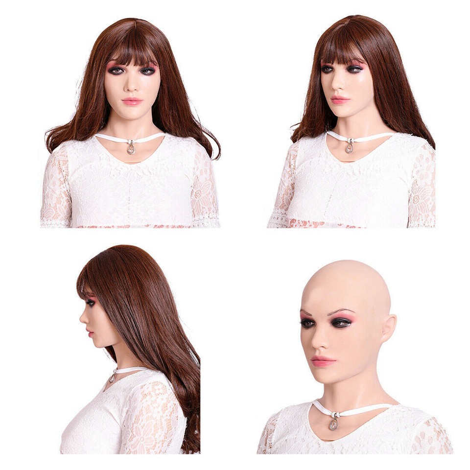 Silicone Realistic Female Face Mask Crossdresser Head Mask For women ...