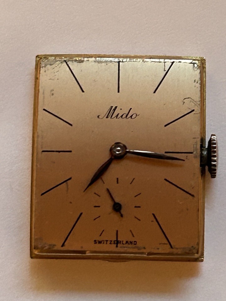 Vintage Men’s MIDO Solid 14K Rose Gold Men’s Watch Art Deco Tank Style ...