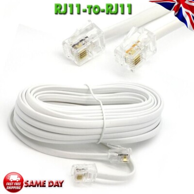 5M Cable RJ11 to RJ11 Networking Lead Gold Plated Broadband Internet ...