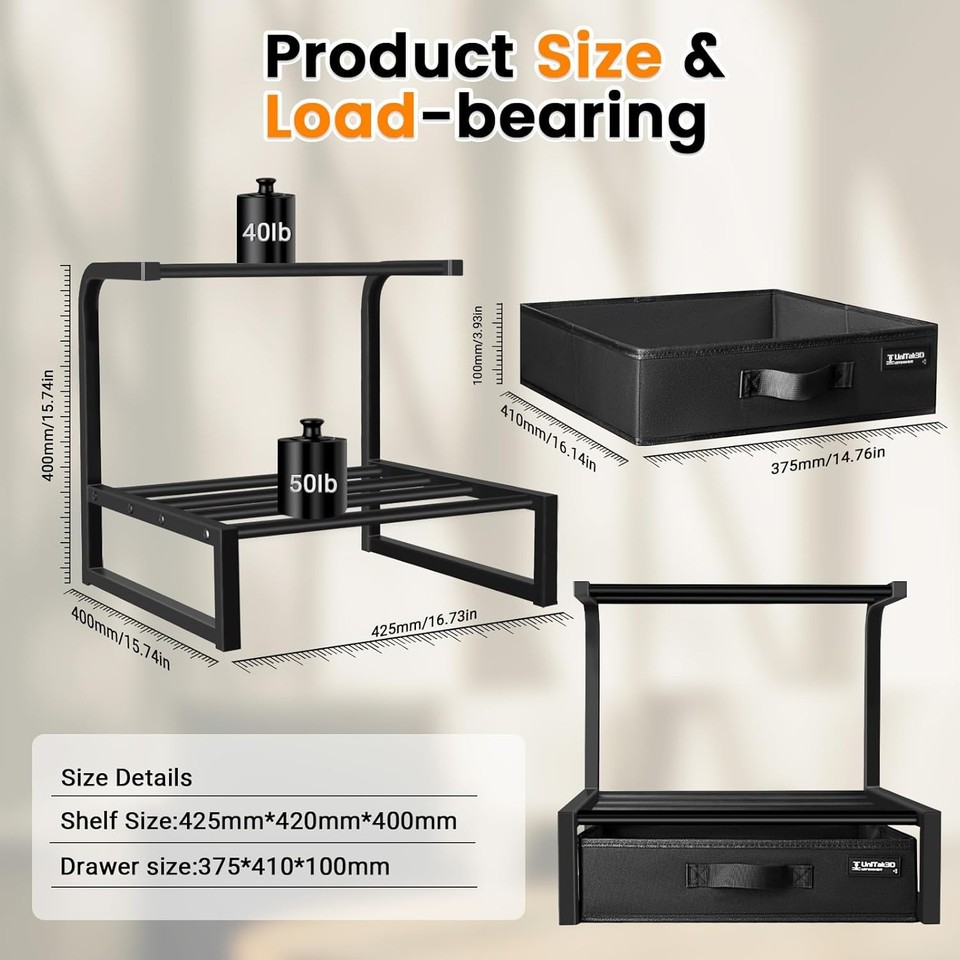 2-Tier 3D Printer Filament Storage Rack with Fabric Drawer for... | eBay UK