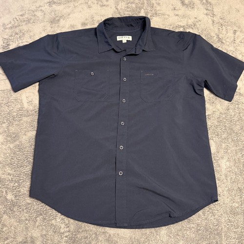ORVIS Classic Collection Mens Navy Short Sleeve Button Down Shirt Sz L ...