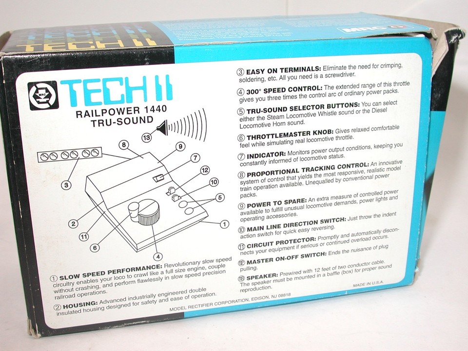 MRC Tech II Railpower 1440 Tru-Sound Model Train Controller Transformer ...