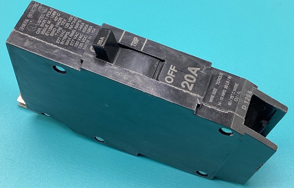 New Circuit Breaker GE TEY120 20 Amp 1 Pole 120/277V Bolt On | eBay