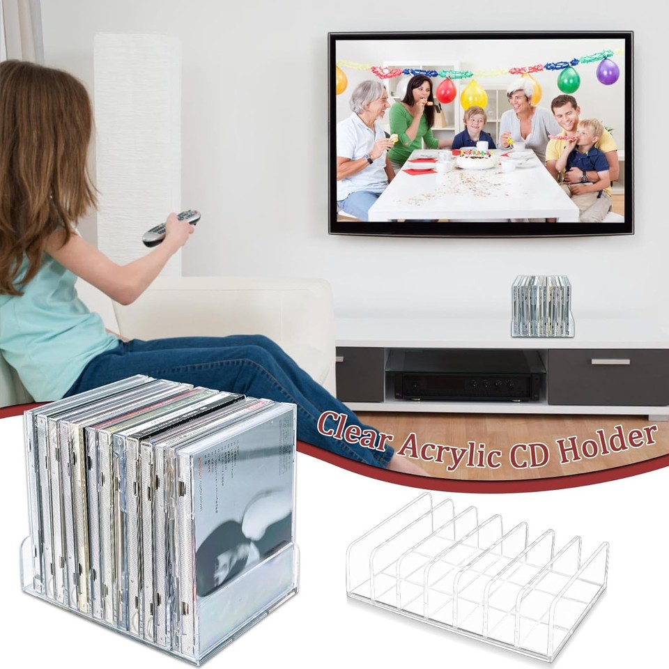 2 Pcs Clear Acrylic CD Holder, DVD/CD Display Rack 6.7 ×5 ×1.6 inches ...