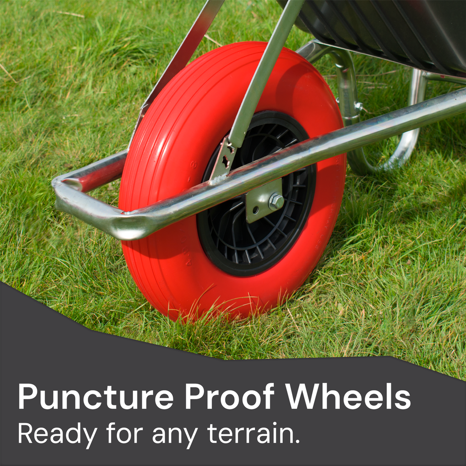 KCT 110L BLACK WHEELBARROW - GARDEN BUILDERS HEAVY DUTY WITH REINFORCED ...