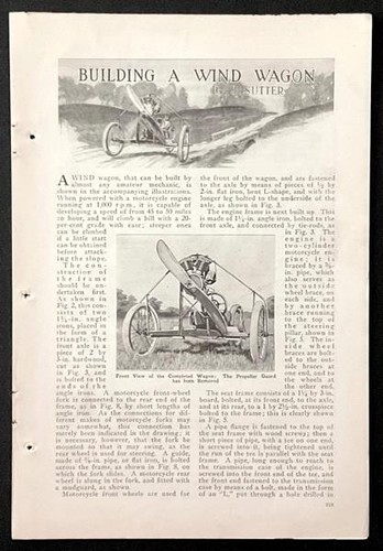 3 Wheeled Motorcycle propeller driven 1922 HowTo PLANS “Building a Wind ...