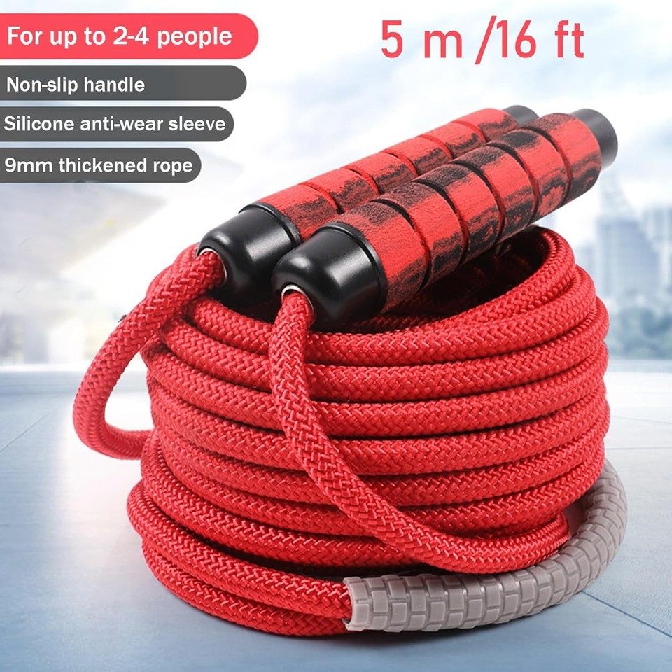 16 FT Long Jump Rope for Kids Adults,Double Dutch Rope,Adjustable Red ...