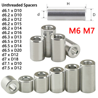 Aluminum Alloy Bushing Gasket M6 M7 Round Sleeve Unthreaded Spacers ...