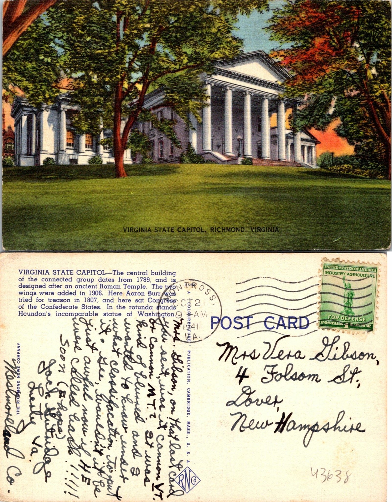Richmond VA State Capitol Postcard Used (43638) | eBay