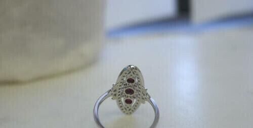 Classic Oval Art Deco Design With Bezel Set Ruby & White CZ Fabulous ...
