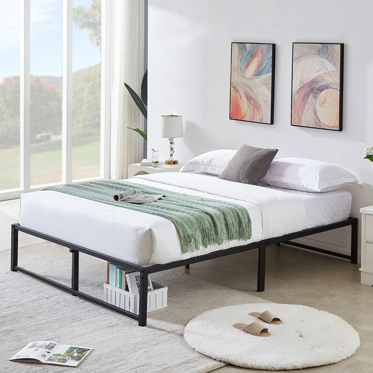 Mattress Topper Single Bed ZINUS Joseph 15 Cm Metal Platform Bed Frame ...
