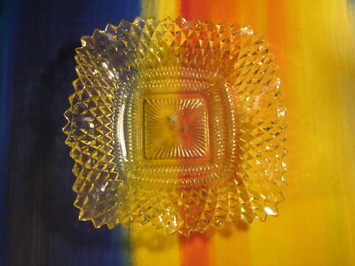 Pressed Glass Wavy Square Candy Dish or Nut Bowl Miss America Pattern ...