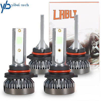4pcs LED Ice Blue Headlight Bulbs I9005 9006 8000K Combo COB High Low ...