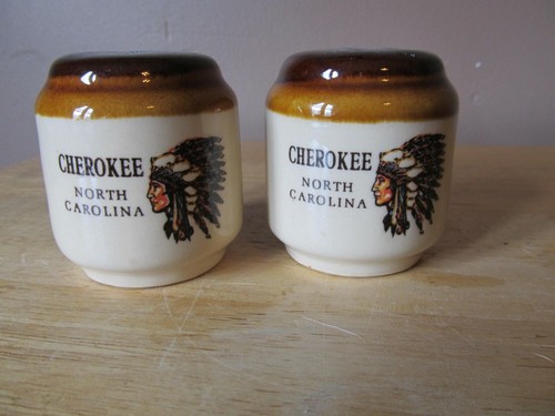 Vintage Ceramic CHEROKEE North Carolina Salt & Pepper Shaker Set~Ex ...