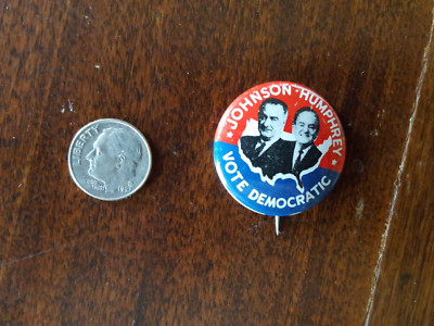 LBJ Johnson HHH Humphrey Vote Democratic President Campaign Button Pin ...