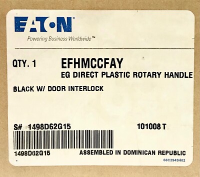 EATON CUTLER HAMMER EFHMCCFAY EG Circuit Breaker Direct Plastic Rotary ...