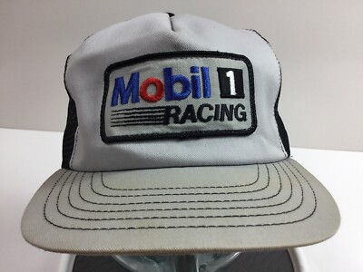 Vintage Mobil 1 Racing Snapback Trucker Mesh Hat Embroidered Logo Patch ...