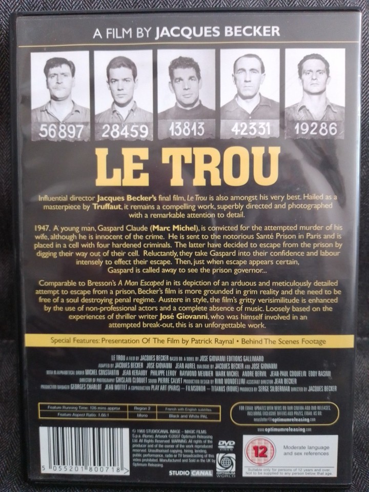 LE TROU (The Hole) ( Jacques Becker Film ) Region 2 DVD | eBay Australia