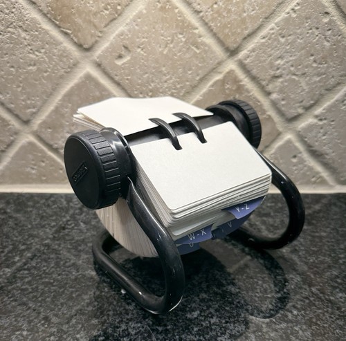 Vintage Rolodex Open Metal Rotary Business Card File w/Cards & Dividers ...