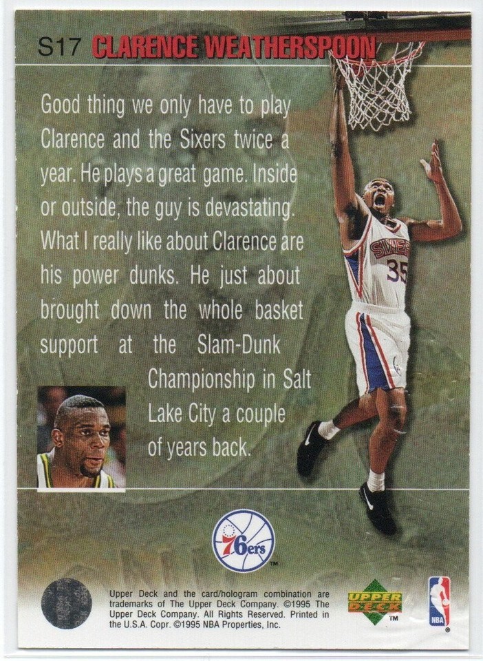 Clarence Weatherspoon 1994-95 Upper Deck Slam Dunk Stars #S17 ...