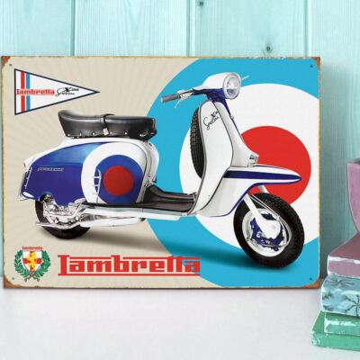 Lambretta Scooter Metal Wall Sign Target Logo Tin Plaque Mod Style ...