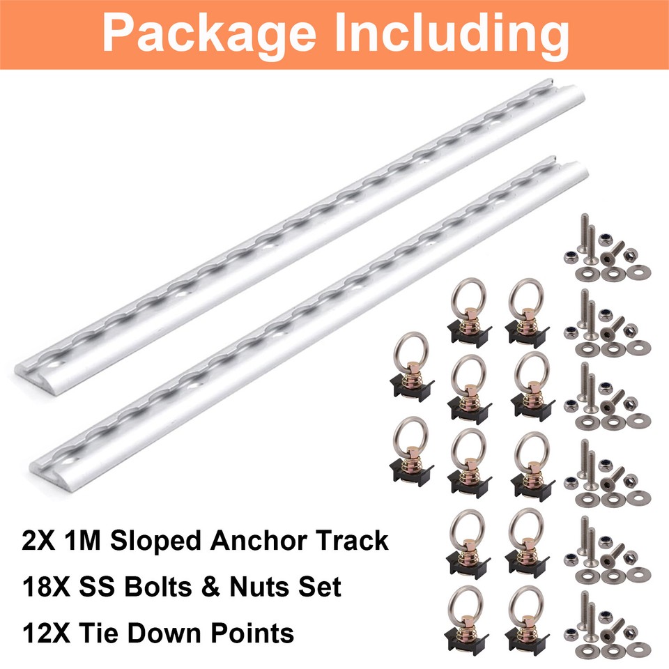2x 1M Cargo Rails L Track Tie Down System Aluminum Airline for Trailer ...