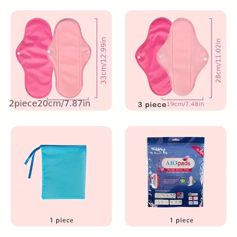 Reusable Sanitary Pads Towel Feminine Pads Fabric Pads Menstrual Pads 5 ...