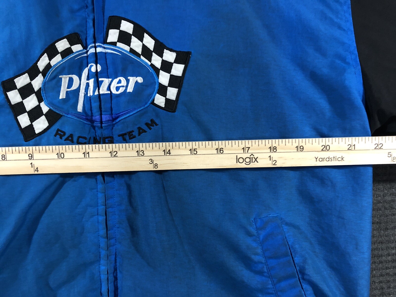 Mark Martin Pfizer Racing Team NASCAR Jacket Medium Blue Stained | eBay