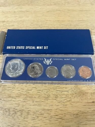 1966 US Special Mint Set SMS 5 Coins with 40% Silver Kennedy Half ...