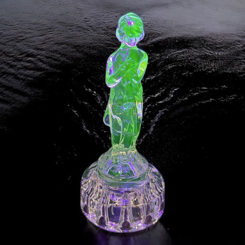 Cambridge Glass Draped Lady Flower Frog Figurine Manganese Glows UV Art ...