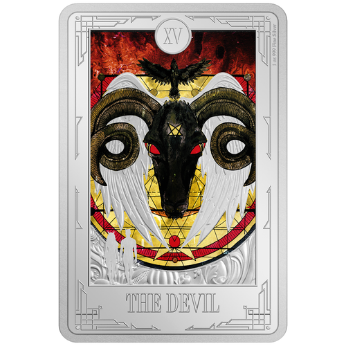 NZ Mint Tarot Cards - XV - The Devil 1oz Silver Coin 999 Silver IN HAND ...