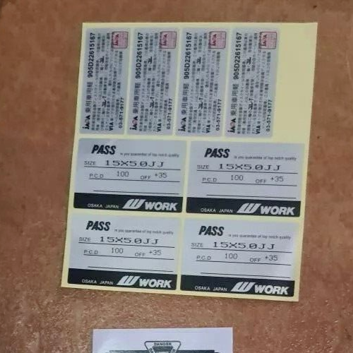 WORK Emotion Meister Wheels Set Production Tag Stickers | Vinyl ...